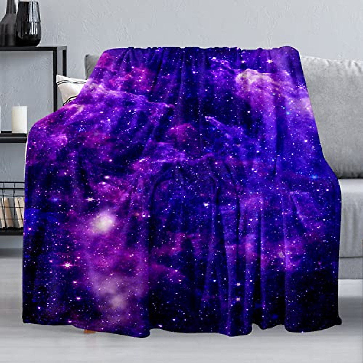 Ultra-Soft Cozy Flannel Fleece Throw Blankets 40"x50", Smooth Warm Fuzzy Plush Blankets for Sofa Bed Kids Adults (Galaxy Solar System Universe Space Astronomy)
