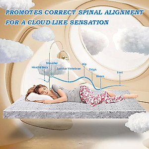 BedsPick Memory Foam Mattress Topper Twin XL 2 Inch, Foam Mattress Pad Extra Long Twin, Super Soft College Dorm Bed Toppers with Ventilation Holes