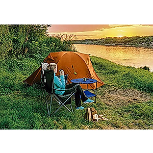 Eternal Living Pop Up Picnic Table Portable Folding Beach Table with Cupholders and Carry Bag, Large 28” x 28”x 24” Blue