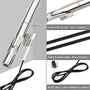 Barbqtime 2 Burner Grill Replacement Parts for Nexgrill Grill 720-0864,720-0864m, 720-0864r,10 PCS Grill Flame Tamers & Igniters & Burners Replacement for Nexgrill