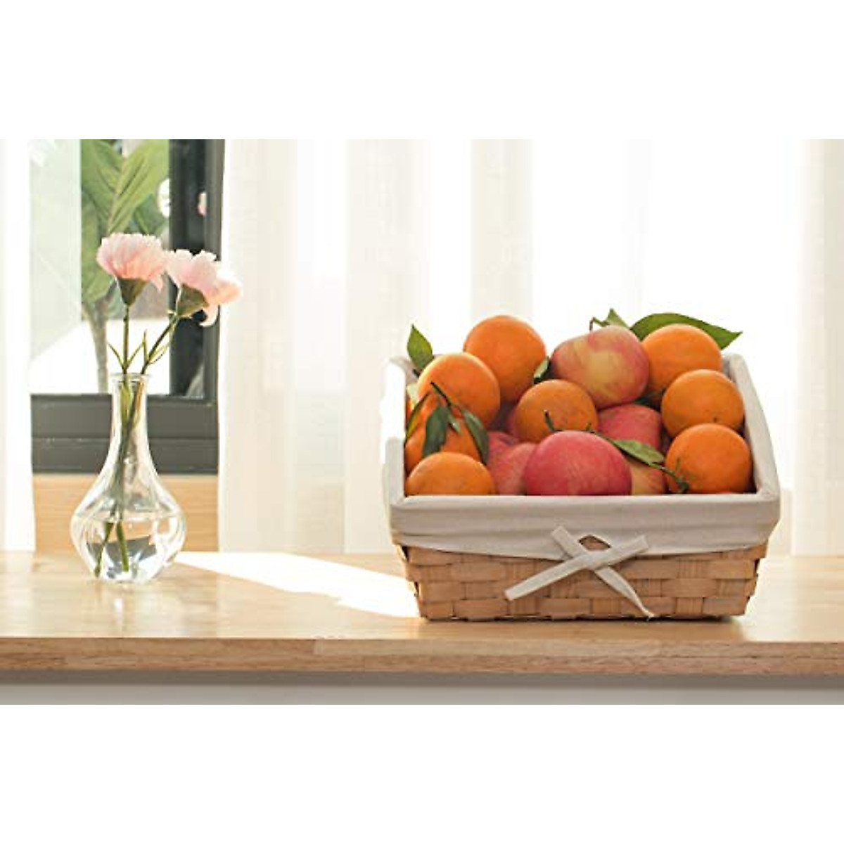 Wooden Angled Display Basket with Fabric Liner for Storage and Display