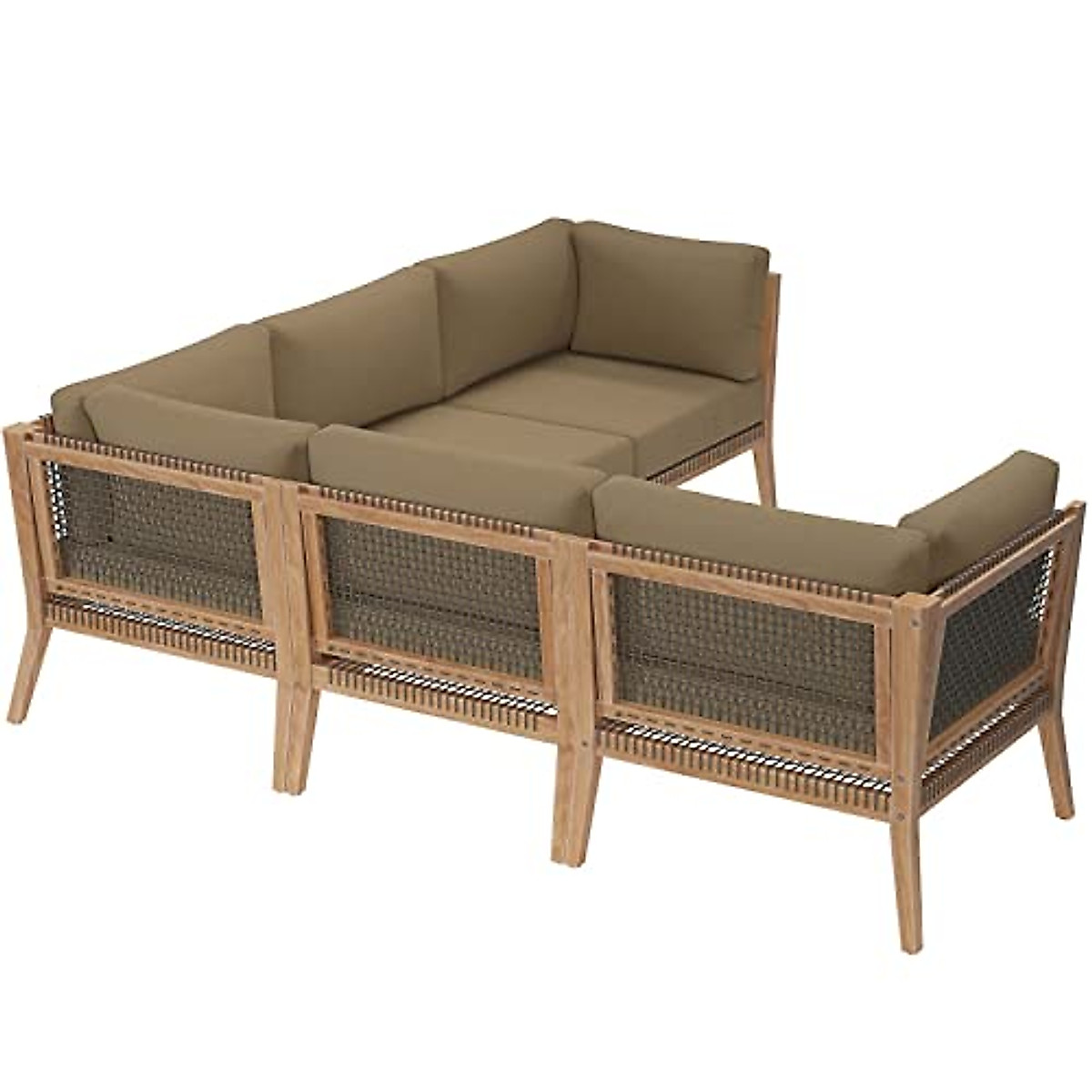 Modway Clearwater Sectional, 5-Piece Set, Gray Light Brown