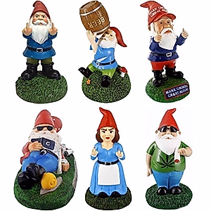 Gnometastic The Middle Finger Gnome, 8.45" Tall - Original Double Bird Garden Gnome Statue - Outdoor Funny Gnome Decoration and Lawn Ornament