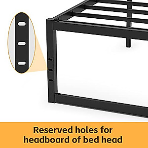 Elephance Queen Bed Frame with Storage Space 16 Inch Black Bedframe No Box Spring Needed Metal Platform with Heavy Duty Steel Slat Support, Easy Assembly