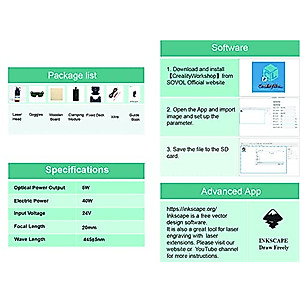 Sovol 3D 40W Engraving Laser Module (5W Output Optical Power), CNC Laser Head Kit with Eye Protection Design, for SV Series & Ender Series 3D Printers and CNC Engraving Cutting Machine