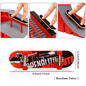 KETIEE Mini Finger Skateboard and Ramp Accessories Set, Skate Park Deck Truck Board Ramp Kit with Finger Skateboards, Fingertip Movement Party Game Toy for Kids (A)