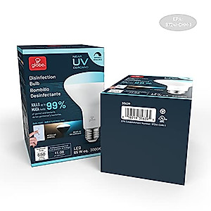 Globe Electric 9-Watt 60W Equivalent Near-UV Light Disinfecting BR30 E26 LED Light Bulb, 650 Lumens, 3000 Kelvin, Dimmable