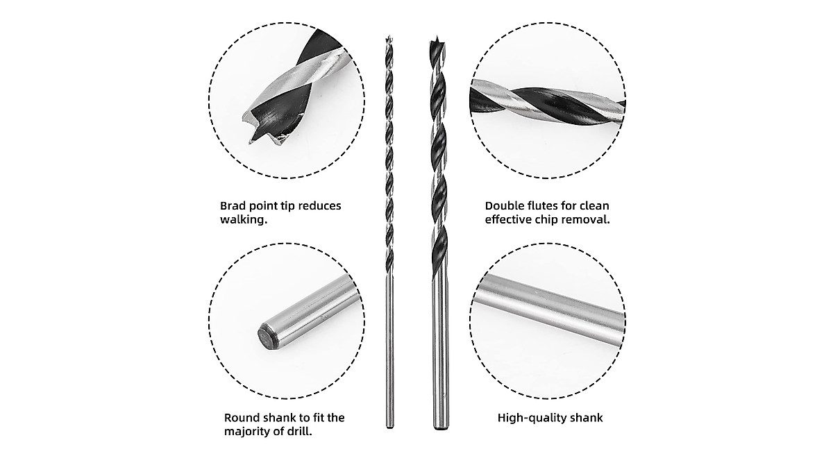 Owl Tools 12" Brad Point Wood Drill Bit Set - Perfect for All Wood Types