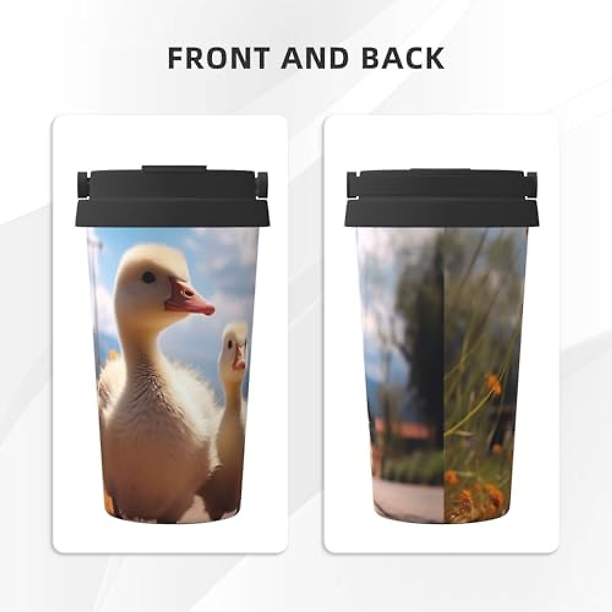 GTKSYNVE Reusable Coffee Mug with Lid and Handle, Cute Goose Tumbler for Hot & Cold Drinks 16oz Stainless Steel Insulated Coffee Tumblers Double Wall Vacuum Thermal Cup