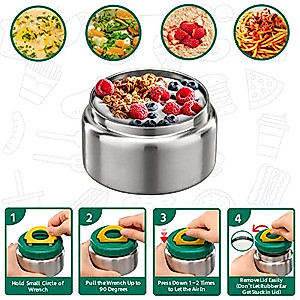 MAISON HUIS 8oz Soup Thermo Wide Mouth Vacuum Insulated Thermo Food Jar, Leak Proof Stainless Steel Food Thermo for Hot&Cold Food Kids Food Lunch Soup Container for School Travel(Green)
