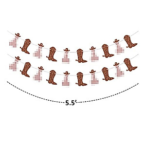 Boot and Cowboy Hat Garland Rose Gold Nash Bash Banner for Nashville Bachelorette Party Last Rodeo Last Hoedown Bachelorette Party Western Cowgirl Birthday Party Decorations