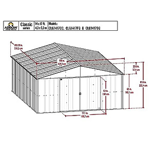 Arrow Classic Metal Shed, 14 x 17, Charcoal