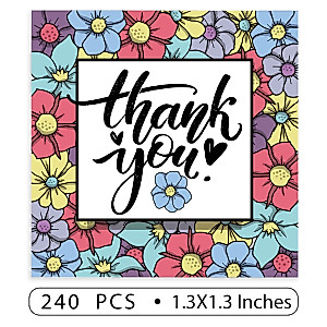 Thank You Stickers,Thank You Colorful Flowers Business Stickers,Thank You Small Business Stickers,Business Packaging Stickers Envelop Seals 240 PCS