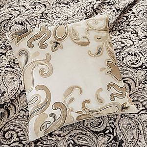 Madison Park Quilt Traditional Damask Design All Season, Lightweight Coverlet Bedspread Bedding Set, Matching Shams, Pillows, Full/Queen(90"x90"), Black