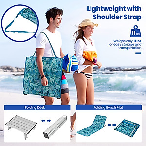 Giantex Beach Chairs for Adults 2 Pack Set with Side Table, Folding Lounge Chairs, 5 Position Adjustable Lawn Chair for Sunbathing, Patio Chaise Lounge Lightweight Backpack Camping Chairs (Navy)