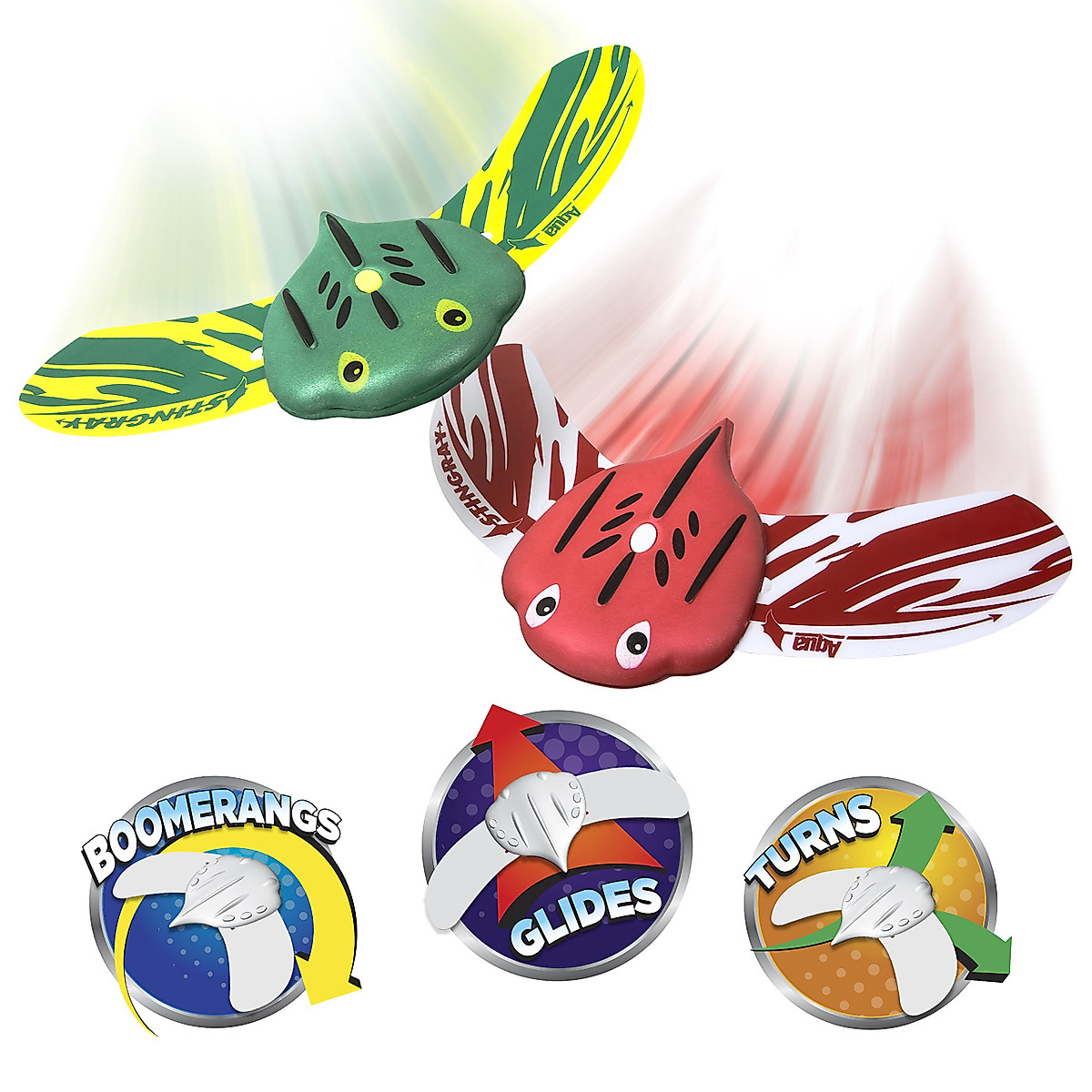 Aqua Mini Stingray Gliders - 2 Pack - Underwater Pool Toys with Adjustable Fins Travel Up to 40 Feet