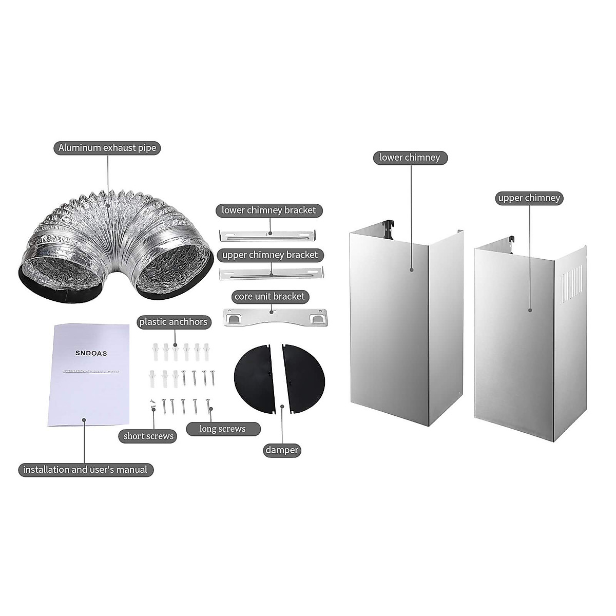SNDOAS Range Hood 30 inches,Stainless Steel Wall Mount Range Hood,Vent Hood 30 inch w/Touch Control,Ducted/Ductless Convertible,Chimney-Style Over Stove Vent Hood,Kitchen Hood,Baffle Filters