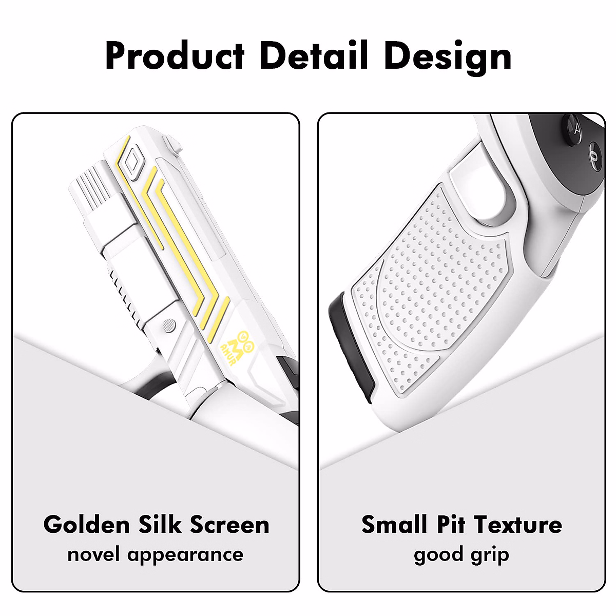 AMVR VR G-un Stock Cover Compatible with Oculus Quest 2 - Weighted Hard Grips for Meta Quest2 Controllers Enhanced FPS Games Reality Holding Feels, Anti Slip Handle Shell Case Protector