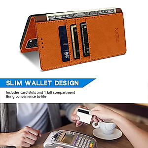 ZZXX for Samsung Galaxy S20 FE Wallet Case with [RFID Blocking] Card Slot Kickstand Magnetic Closure Leather Flip Fold Protective Phone Case for Samsung Galaxy S20 FE 5G Case Wallet(Brown-6.5 inch)