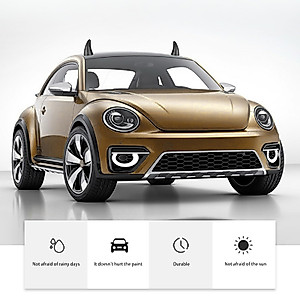 Fogfar 2 PCS 3D Devil Horns Sticker, Car Roof Sticker, Bumper Decor Anti Collision, Halloween Car Decorations, Fit for Car Truck Helmet Motorcycle (Black)