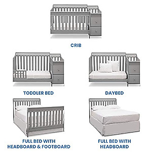 Delta Children Bentley S Convertible Crib N Changer, Grey + Serta Perfect Slumber Dual Sided Recycled Fiber Core Crib and Toddler Mattress (Bundle)