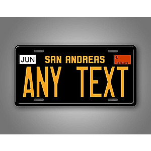 Custom GTA V San Andreas Black 1963–69 Replica Personalized Text Novelty Auto Tag