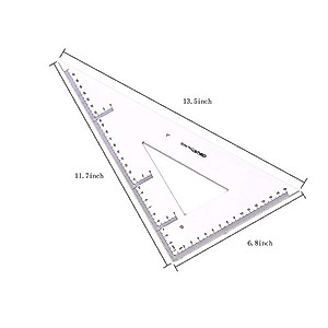 Large Triangle Ruler Square Set,Triangle Protractor,2 Pieces (Size 3)