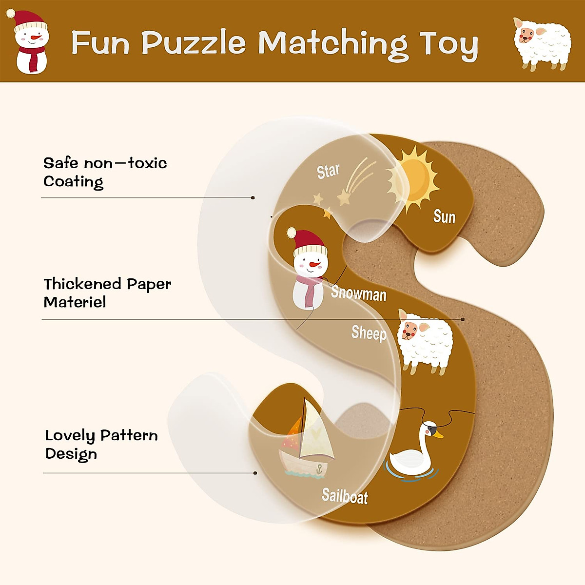 TAOZI&LIZHI Kids Puzzles Alphabet Puzzles for Kids Ages 3-5, ABC Learning for Toddlers 1-3, Sight Words Letter Puzzles Color Animals Montessori Toys Educational STEM for Preschool Boys Girls