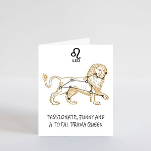 PICTURE THIS PRINTS Funny Leo Zodiac Birthday Card, Zodiac-themed Card, Astrology Greeting Card, Card with Envelope, Leo Birthday Card, Leo Astrology Card, Zodiac Greeting Card, 5x7 inches