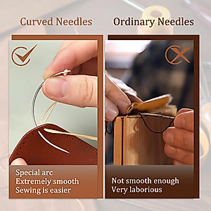 SaiDian 2 Sets 2'' / 2.5'' / 3 ''/ 3.5 '' Curved Leather Hand Sewing Needles C Type Needles for Carpet Leather Canvas Repairing Weaving Crafts