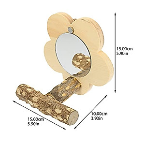 LUOZZY 2 Pcs Parrot Toy Wooden Bird Perch with Mirror Bird Cage Wood Perch Parrot Training Standing Rack for Pet Accessories