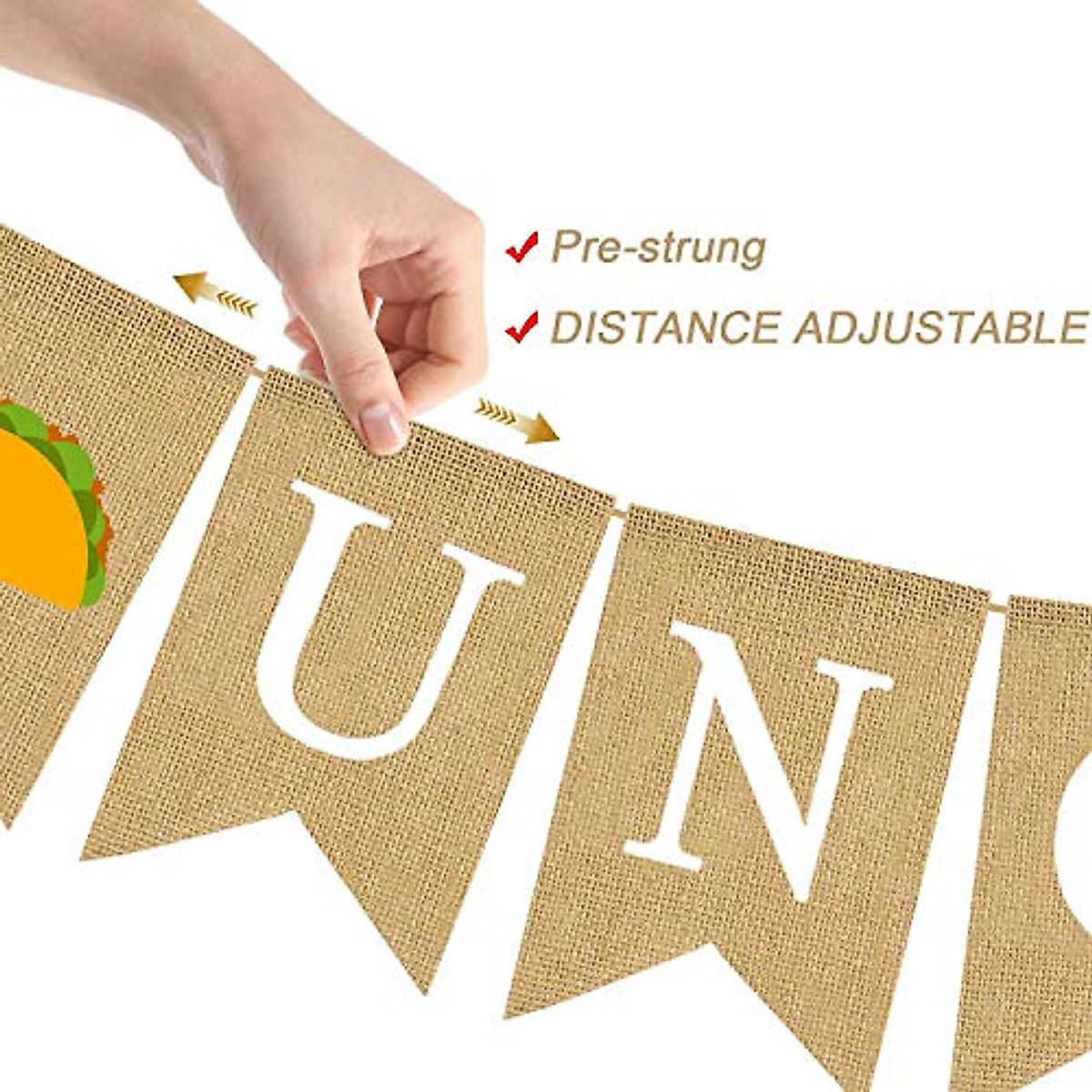 Rainlemon UNO High Chair Banner Mexican Cinco De Mayo Jute Burlap Taco Cactus Baby 1st Birthday Party Fiesta Decoration