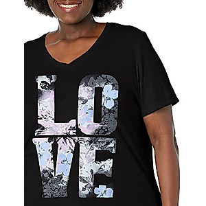 JUST MY SIZE womens Just My Size Women's Plus-size Graphic Short Sleeve V-neck T-shirt T Shirt, Big Love, 3X US