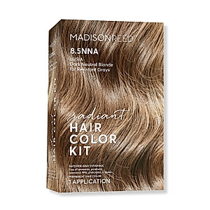 Madison Reed Radiant Hair Color Kit, Dark Neutral Blonde for 100% Gray Coverage of Resistant Gray Hair, Ammonia-Free, 8.5NNA Lusia Dark Blonde, Permanent Hair Dye, Pack of 1