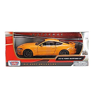 2018 Ford Mustang GT 5.0 Orange with Black Wheels 1/24 Diecast Model Car by Motormax 79352or
