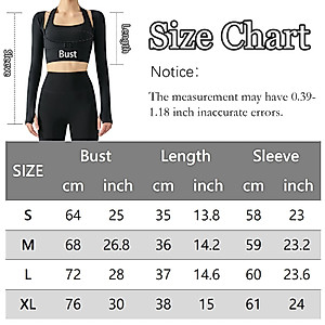 Long Sleeve Halter Crop Top for Women Cutout Sports Shrug Shirt Stretch Slim Fit Workout Tshirt Gym Yoga Tank Top Thumb Hole Running Training Crop Sport Bra Black