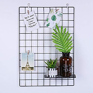 Kaforise Hanging Straight Shelf for Wire Wall Grid Panel, Small Wire Wall Organizer and Display Shelf, Size 9.8"X3.9" ,Black Painted