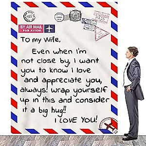 KOXHOX to My Wife Letter Blanket Throw Never Forget That I Love You Blanket to My Wife from Husband for Birthday Wedding Valentine's Day Blanket Gift (5060in,to My Wife-2)