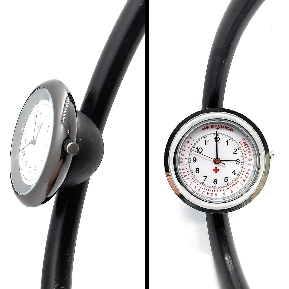 Nurse Stethoscope Watch - Lightweight Metal Frame- Attaches Directly to Stethoscope for All Medical Professionals (Silver)