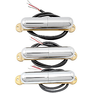 Artec Alnico 5 Guitar Lipstick Pickups Single Coil Neck Middle Bridge Pickups Set for Strat Style Electric Guitar, Chrome