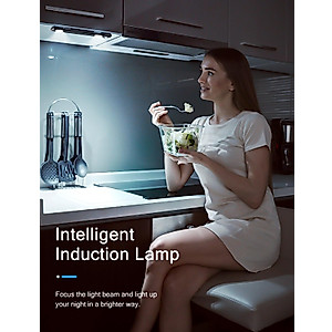 Under Cabinet Lights, Wireless Motion Sensor Light Indoor, Black 10in LED White Lighting Rechargeable Battery Operated,4 Modes Night Light, Stick-On Magnetic Closet Lights for Kitchen, Hallway(2 Pack)