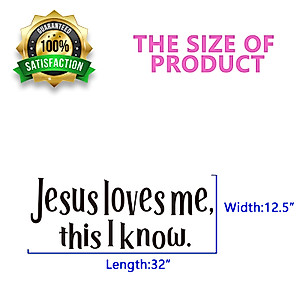 SEATUNE Wall Decals, Wall Stickers for Kids, Quotes Inspirational Boys Girls Baby Children's Toddlers, Playroom Nursery Church God Family Home Wall Decor Vinyl Art, Jesus Loves Me This I Know 41"X16"