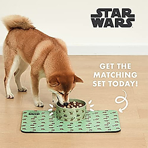 STAR WARS The Mandalorian Baby Yoda Ceramic Dog Bowl, 3.5 Cups | Meal Time Dog Food Bowl, Green Dog Bowl with Baby Yoda | Dog Water Bowl for Dry Food or Wet Food,1 Count (Pack of 1),FF16627