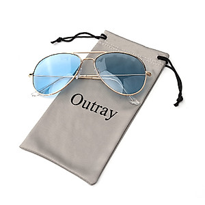 Outray Night Vision Polarized Aviator Sunglasses for Driving (Gold Frame/Blue Lens, Blue)
