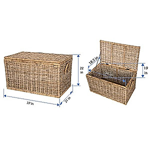 Kouboo Rattan Kobo Decorative Storage Trunk with Lid, Large