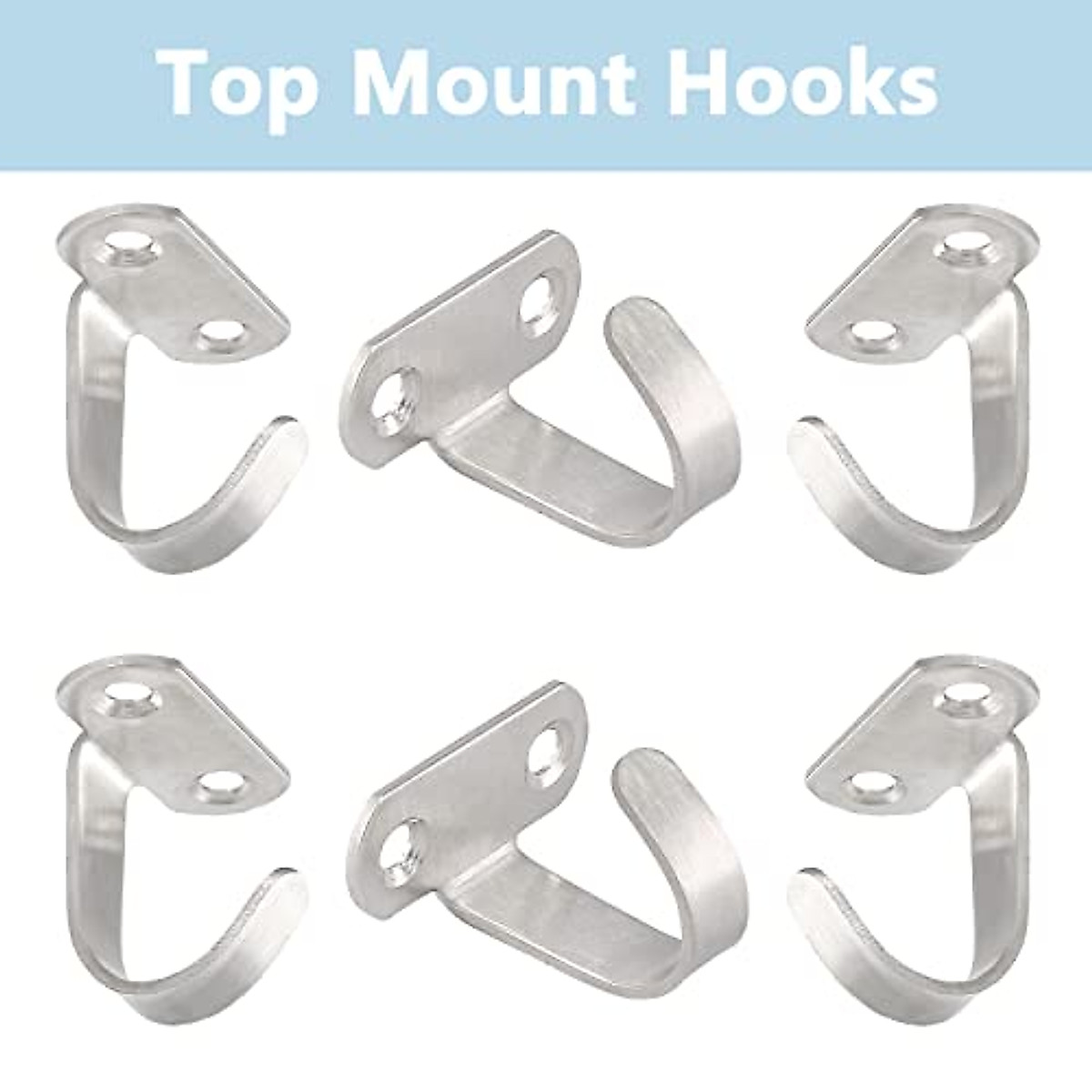 Bivethoi 12 Pcs Stainless Steel Screw Mounted Ceiling Hooks, Under-Shelf Clothes Hook, Heavy Duty Towel/Robe Coat Hook Hanger J-Shaped Hook for Bathroom Kitchen Cabinet Decoration