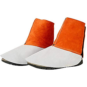 QeeLink Leather Welding Spats - Heat and Abrasion Resistant Welding Boot Covers - Shoes Protectors - Welding Gaiters, 1 Pair