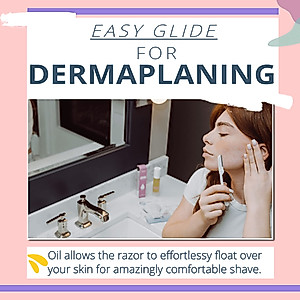 Dermaplaning Tool (9 Count) and Dermaplane Oil Bundle – Easy to Use Face Razor with Smooth Glide Shave Oil – Effortlessly Removes Facial Hair for Happy Skin