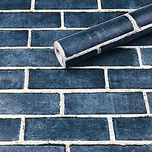 HeloHo 17.7" X 118" Blue Brick Wallpaper Peel and Stick Wallpaper Self-Adhesive Removable Wallpaper Brick 3D Textured Wallpaper for Kitchen Backsplash Living Room Bedroom Decor