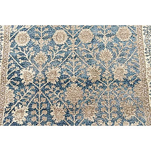 Unique Loom Salzburg Collection Classic Traditional Design Oriental Inspired with Intricate Border Area Rug, 4 ft, Blue/Beige